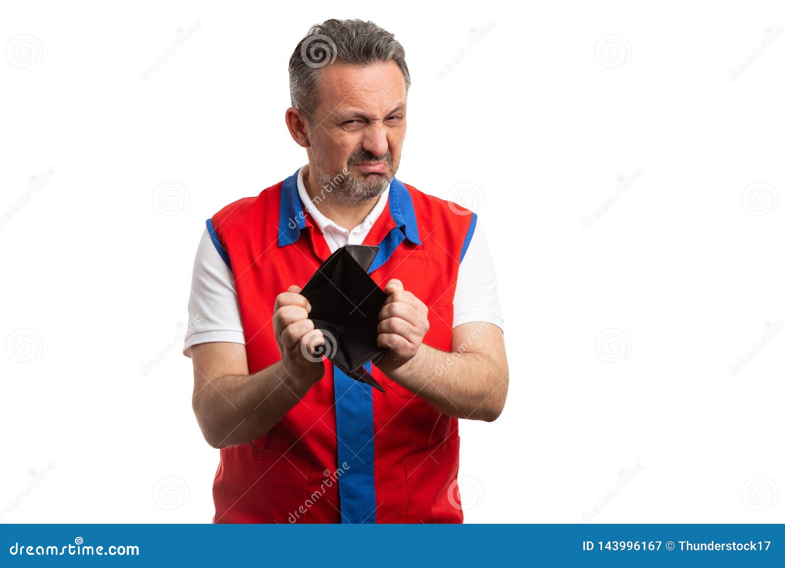 Hypermarket Employee Presenting Empty Wallet Stock Image - Image of ...