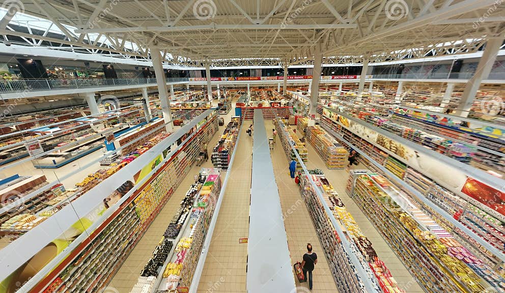 Hypermarket inside editorial stock image. Image of customer - 55930319
