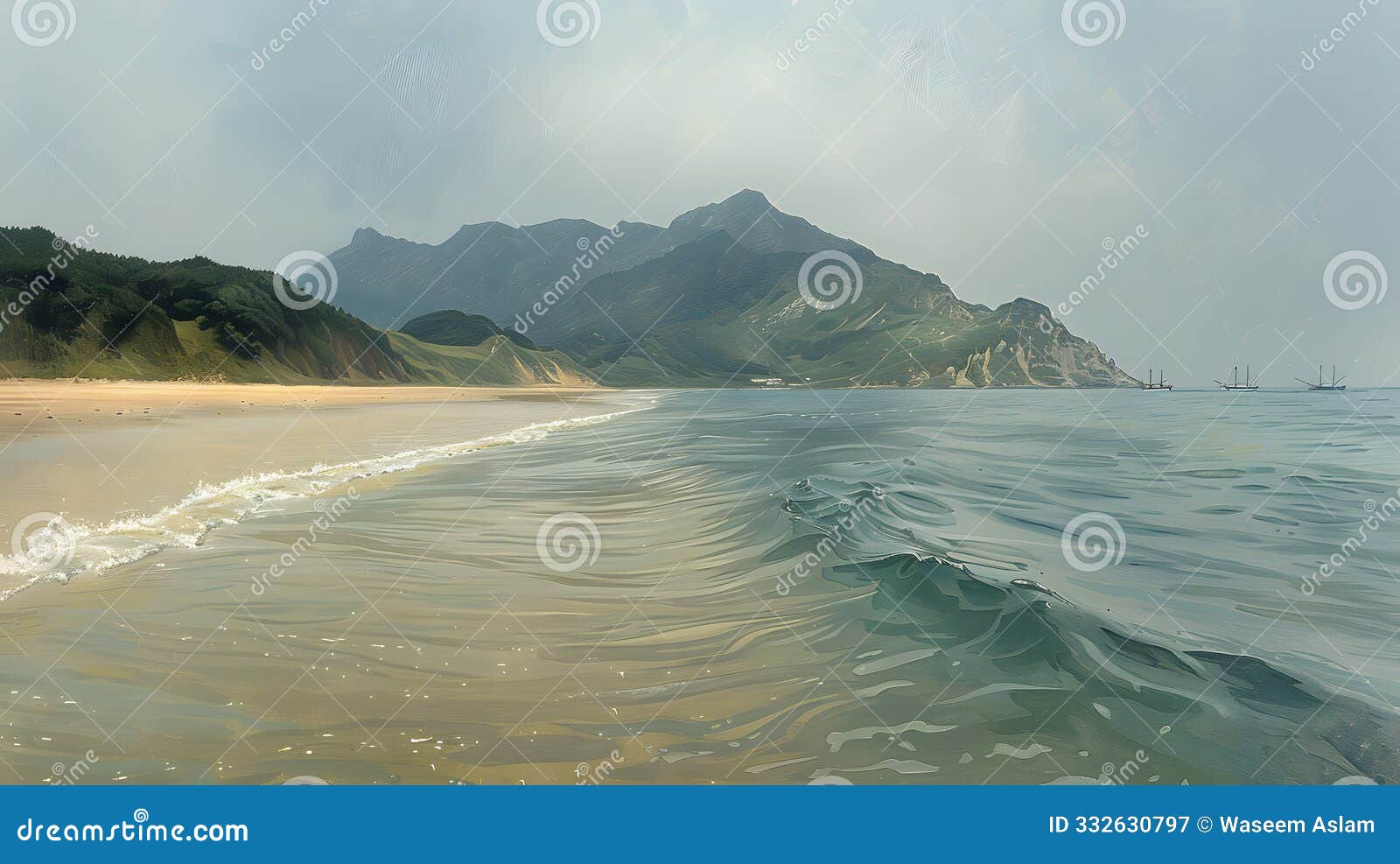 Hyperpanorama of Kala Horat with Sea Ships and Mount S. Vedra Stock ...