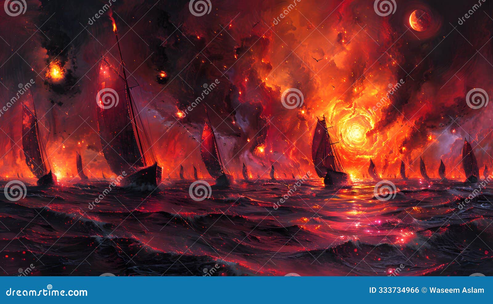 Hyperpanorama of Kala Horat with Sea Ships and Mount S. Vedra Stock ...