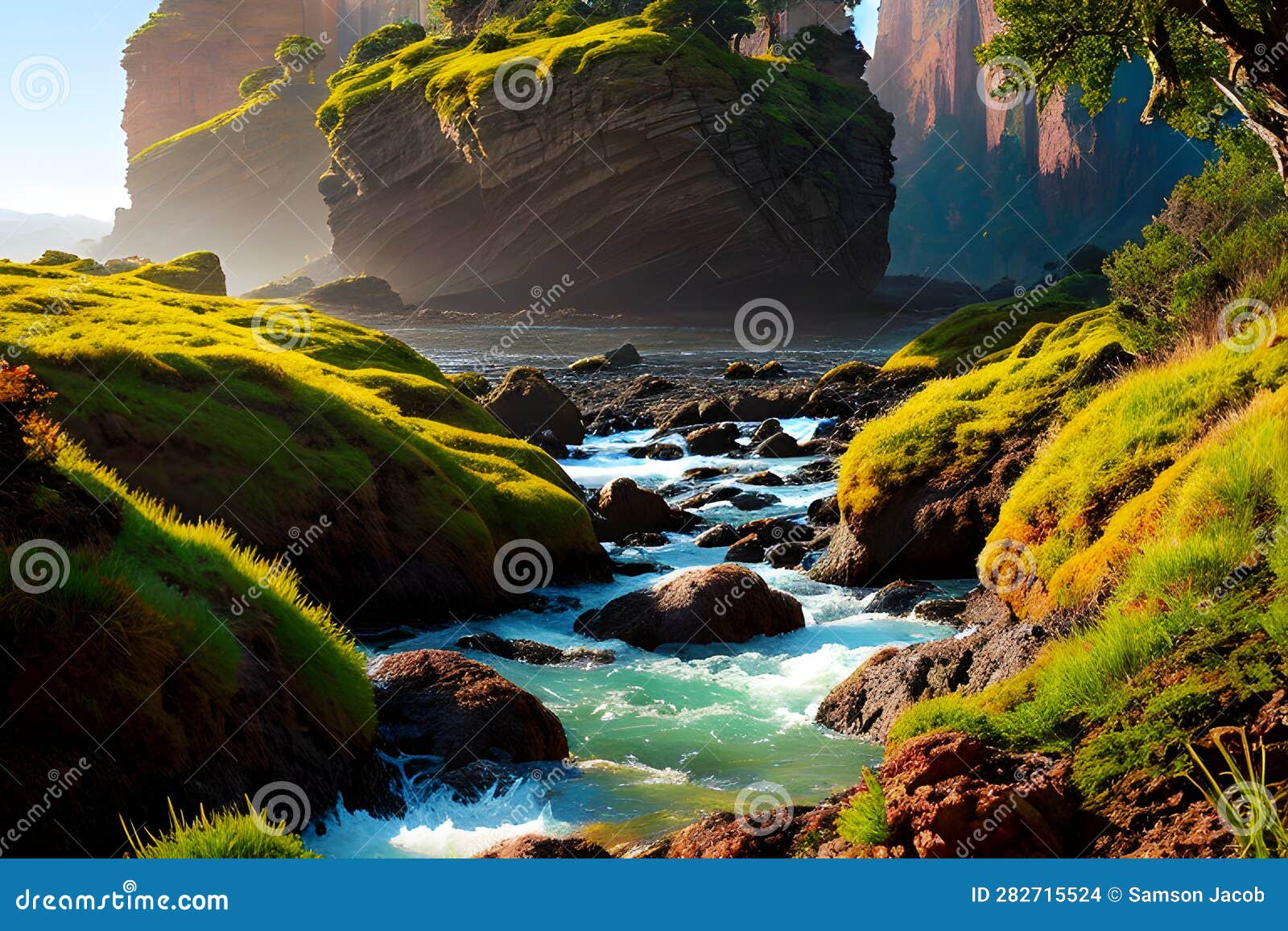 Hyperreal Intergalactic Foreign Planet Front Light Rock Formation Rough ...