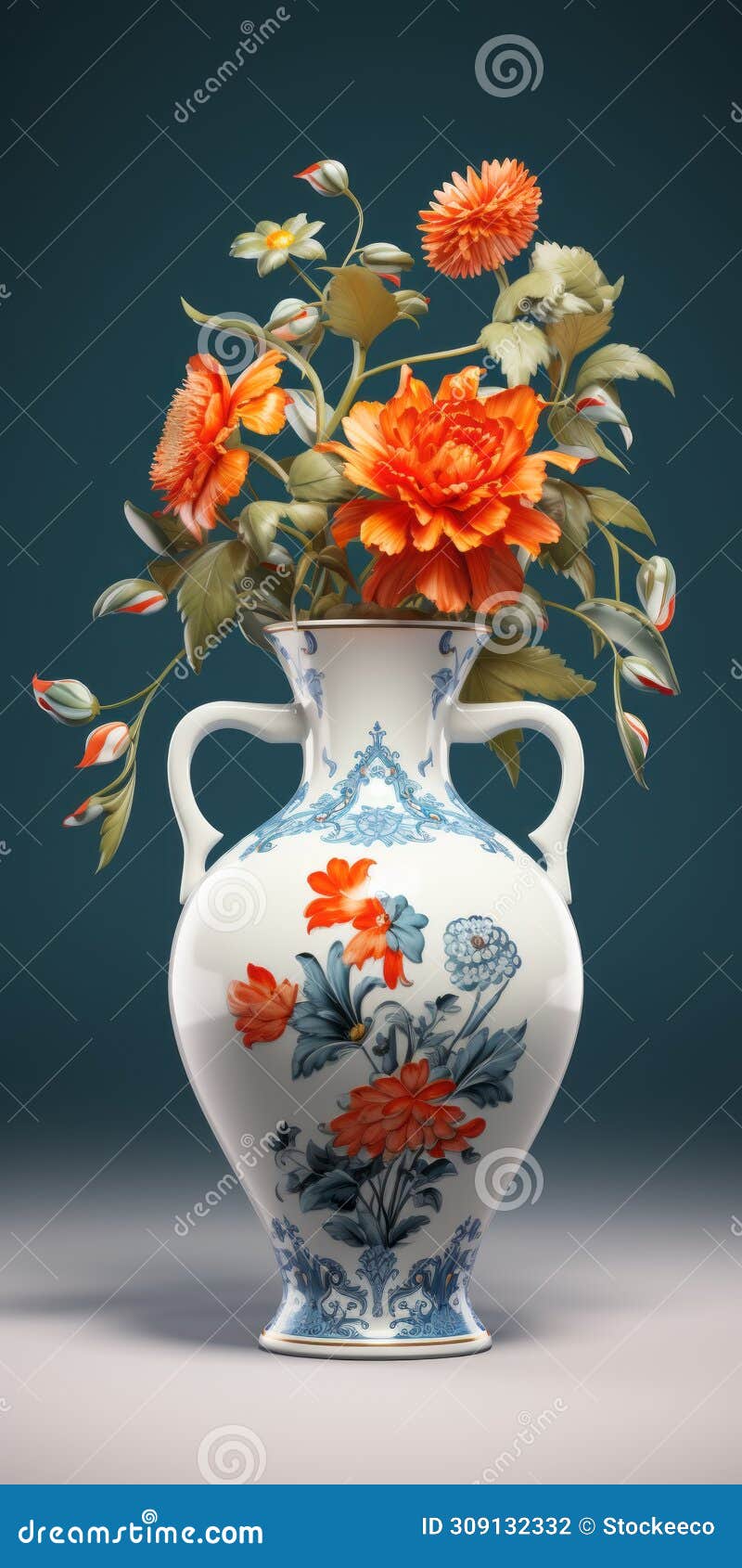 Hyperrealism Ceramic Vase With Floral Pattern - Glitter Enhanced High ...