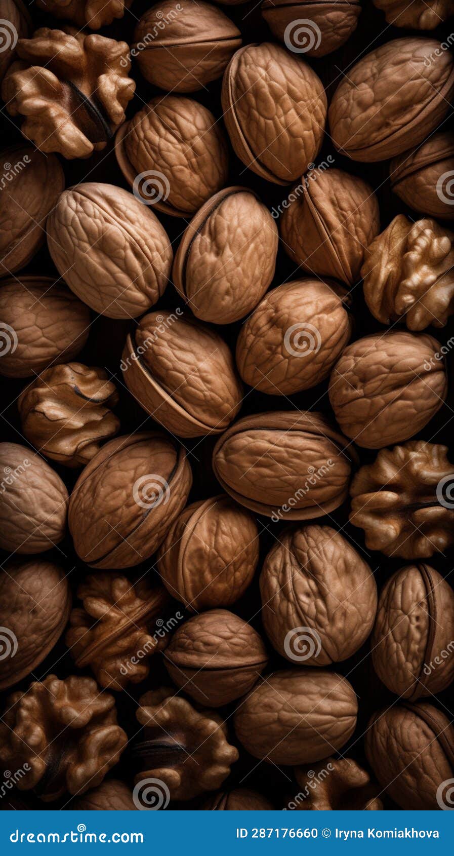 Hyperrealism Walnuts Shelled Pattern Wallpaper Ai Generation Stock ...