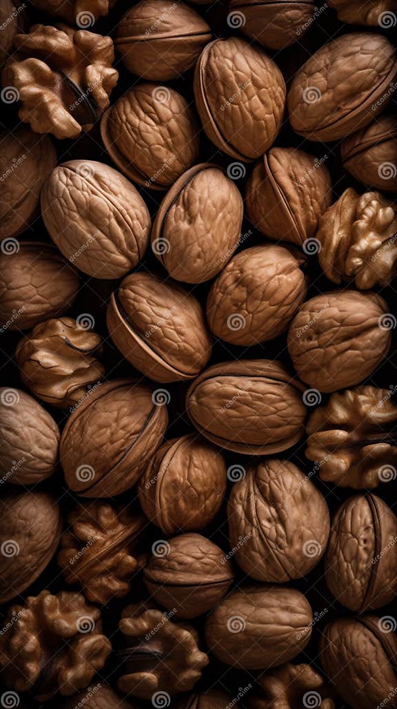 Hyperrealism Walnuts Shelled Pattern Wallpaper Ai Generation Stock ...