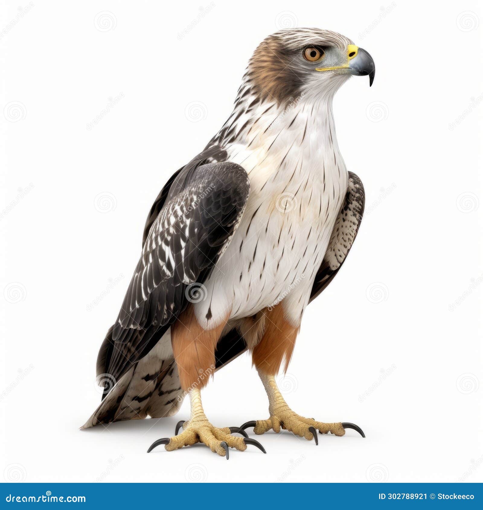 Hyperrealistic African Hawk-eagle Standing Isolated on White Background ...