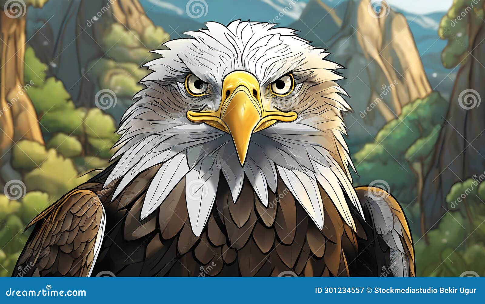 Realistic Bald Eagle Coloring Page for Toddlers Stock Illustration ...