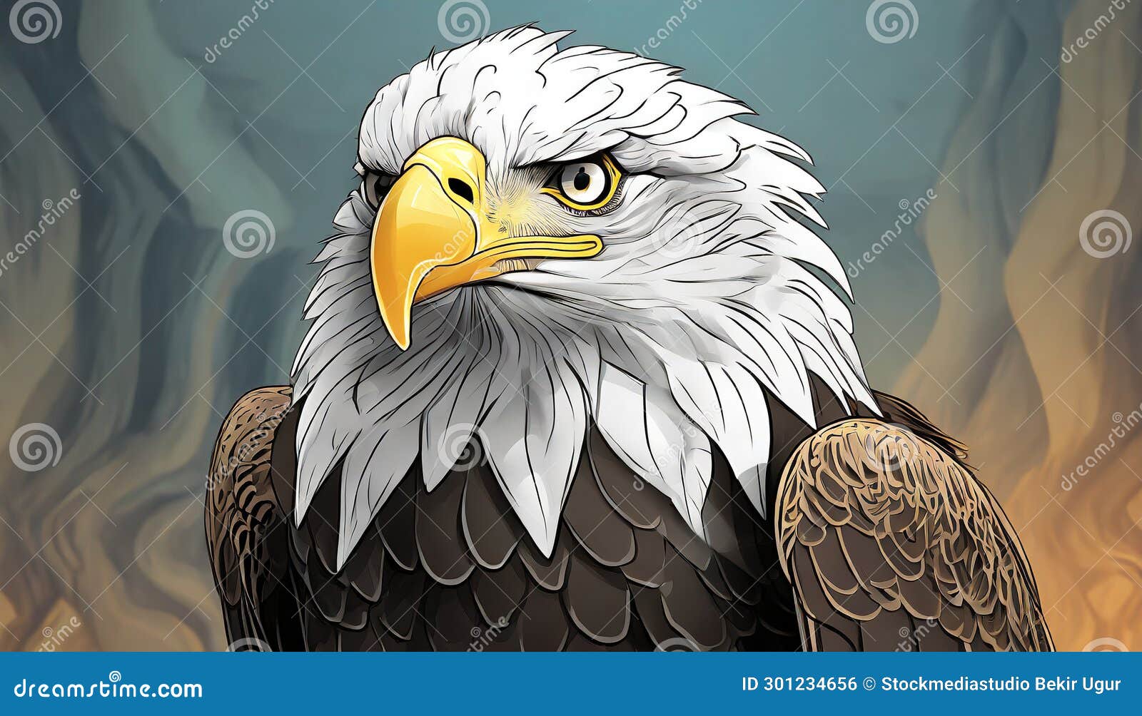 Realistic Bald Eagle Coloring Page for Toddlers Stock Illustration ...