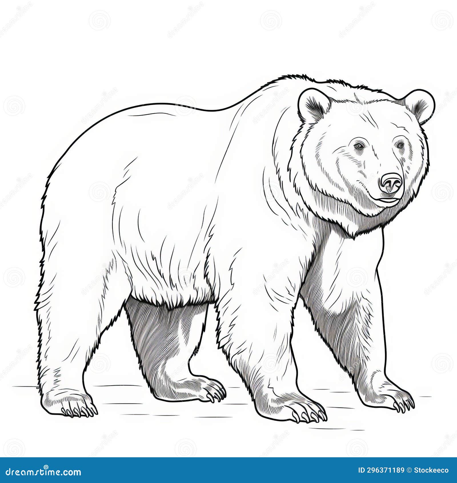 Hyperrealistic Bear Coloring Page: Black and White Image for Creative ...