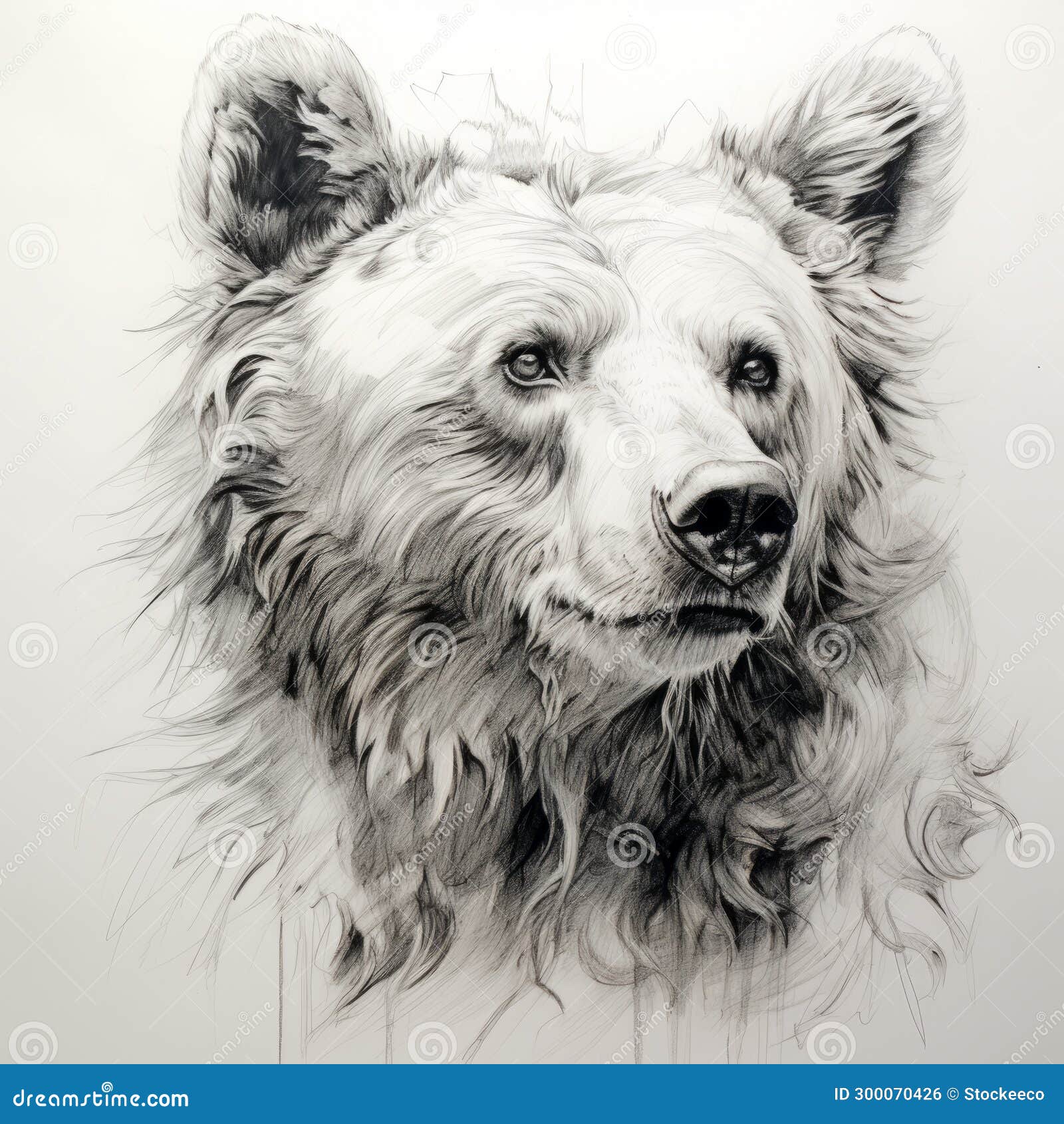 Hyperrealistic Bear Drawing: Dark White and Light Silver Pencil ...
