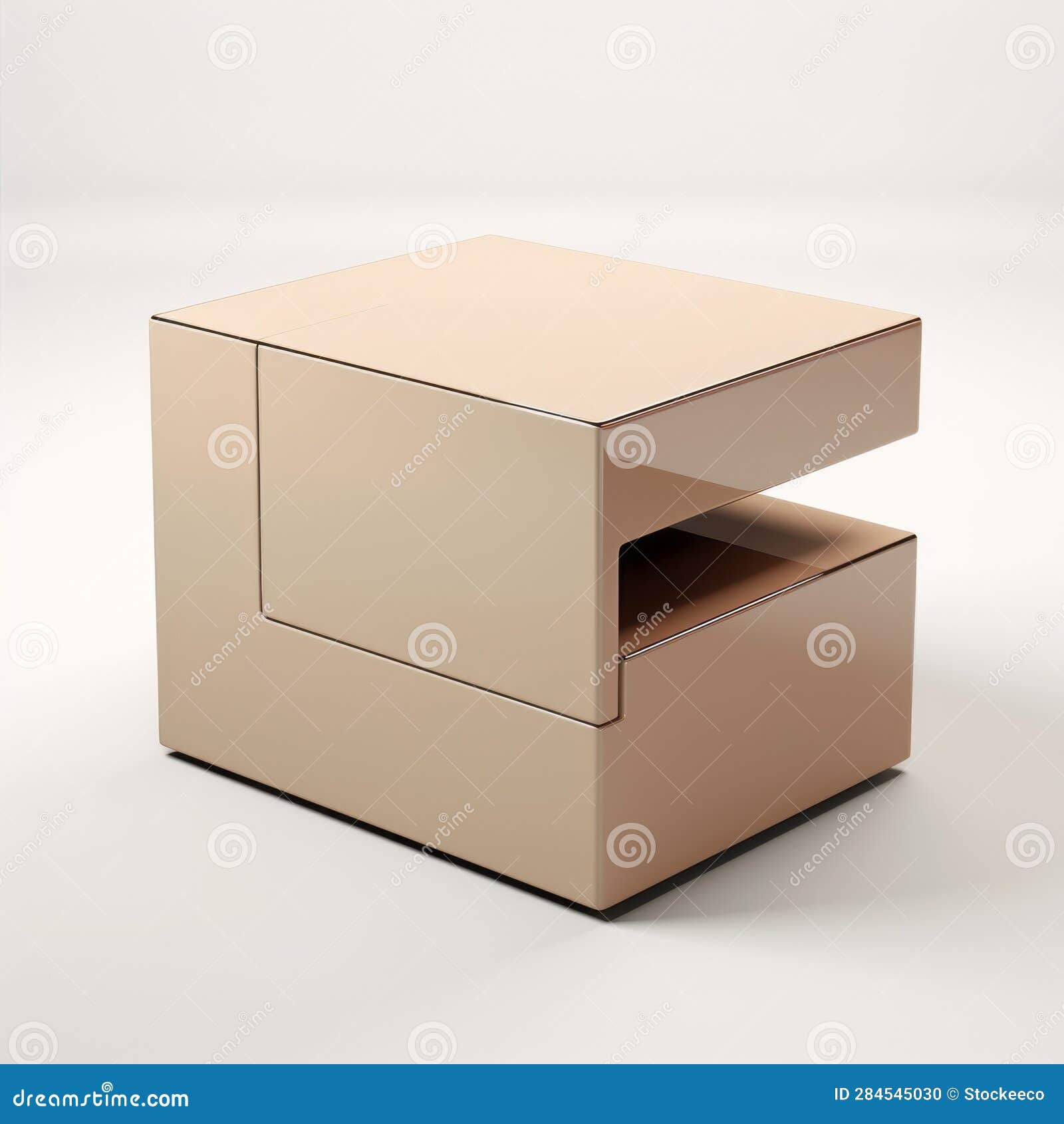 Hyperrealistic Beige Table with Open Top in Digital Minimalism Style ...