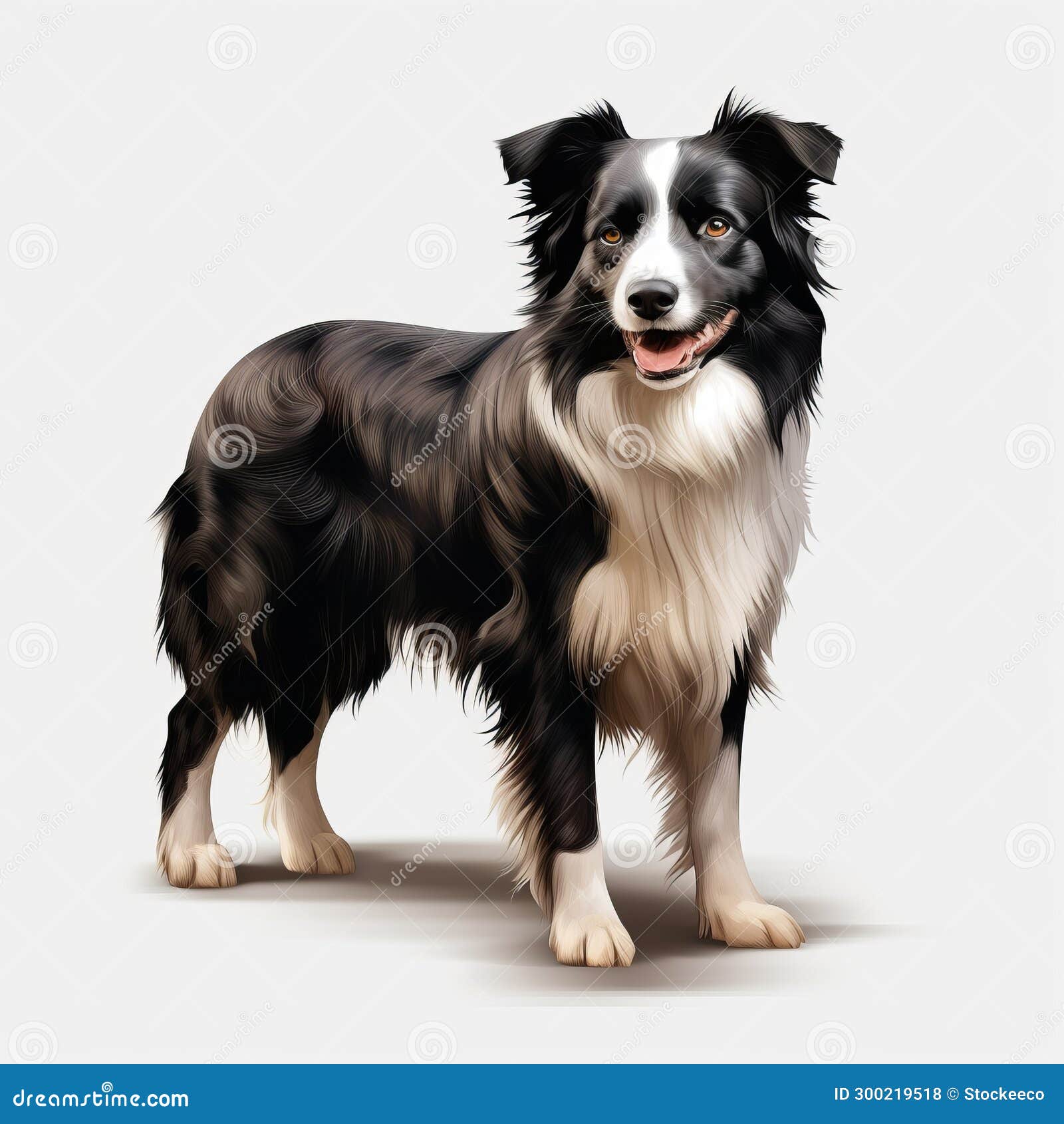 Hyperrealistic Black and White Border Collie Vector Illustration Stock ...
