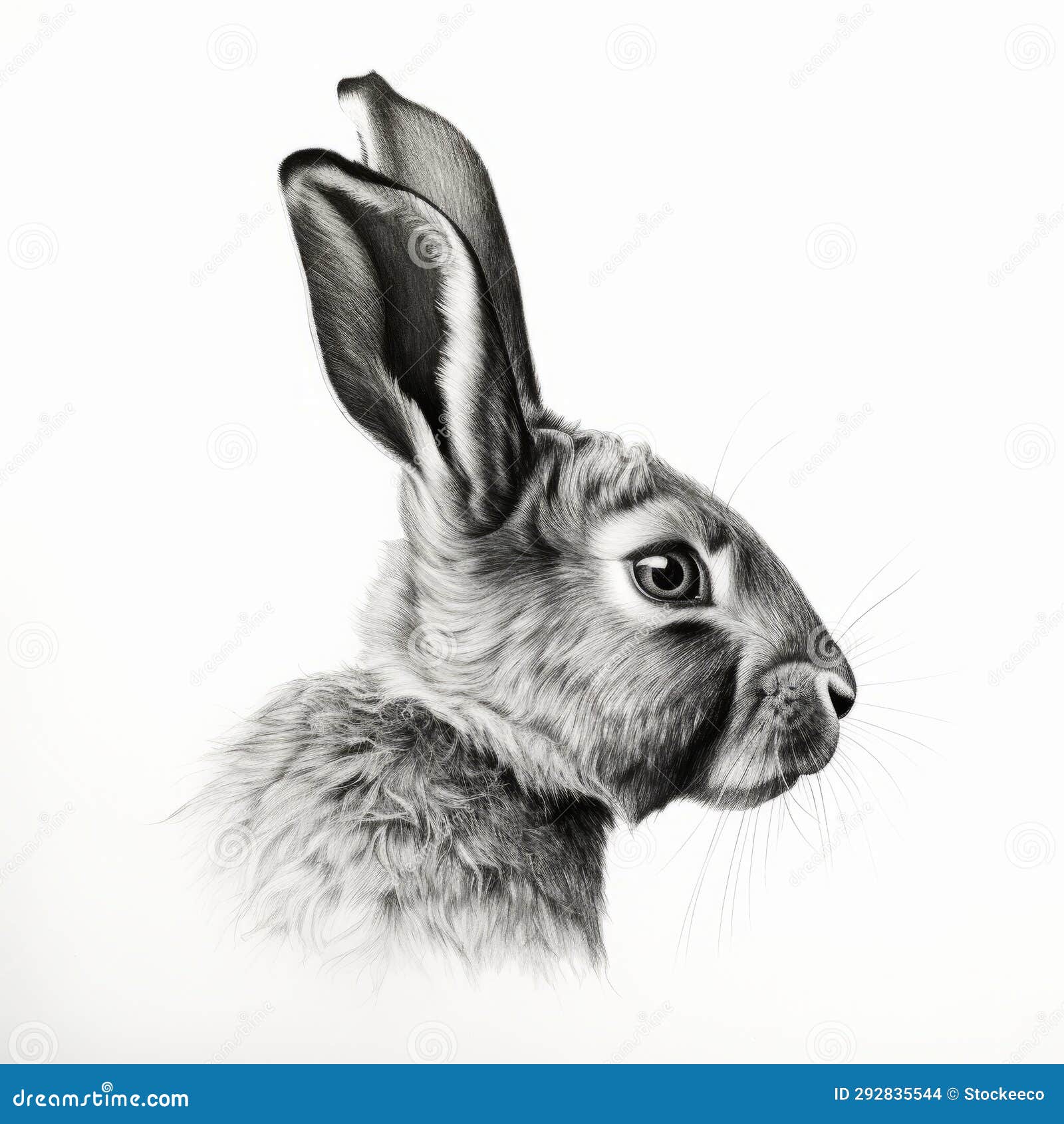 Hyperrealistic Black and White Rabbit Drawing by Aylin Stock ...