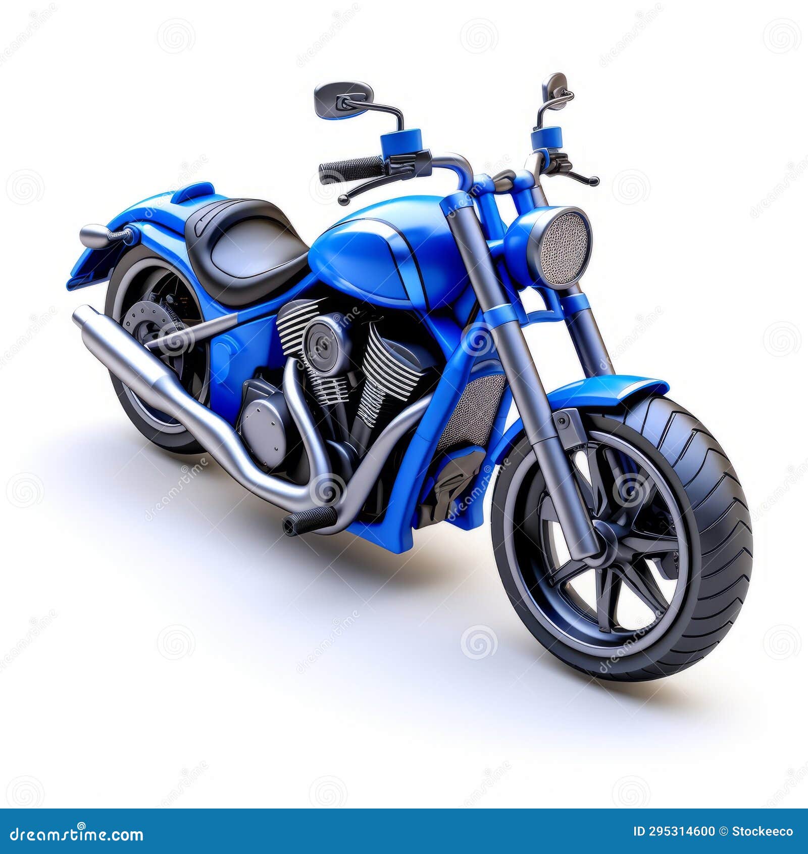 Hyperrealistic Blue Motorcycle 3d Isometric Model on White Background ...