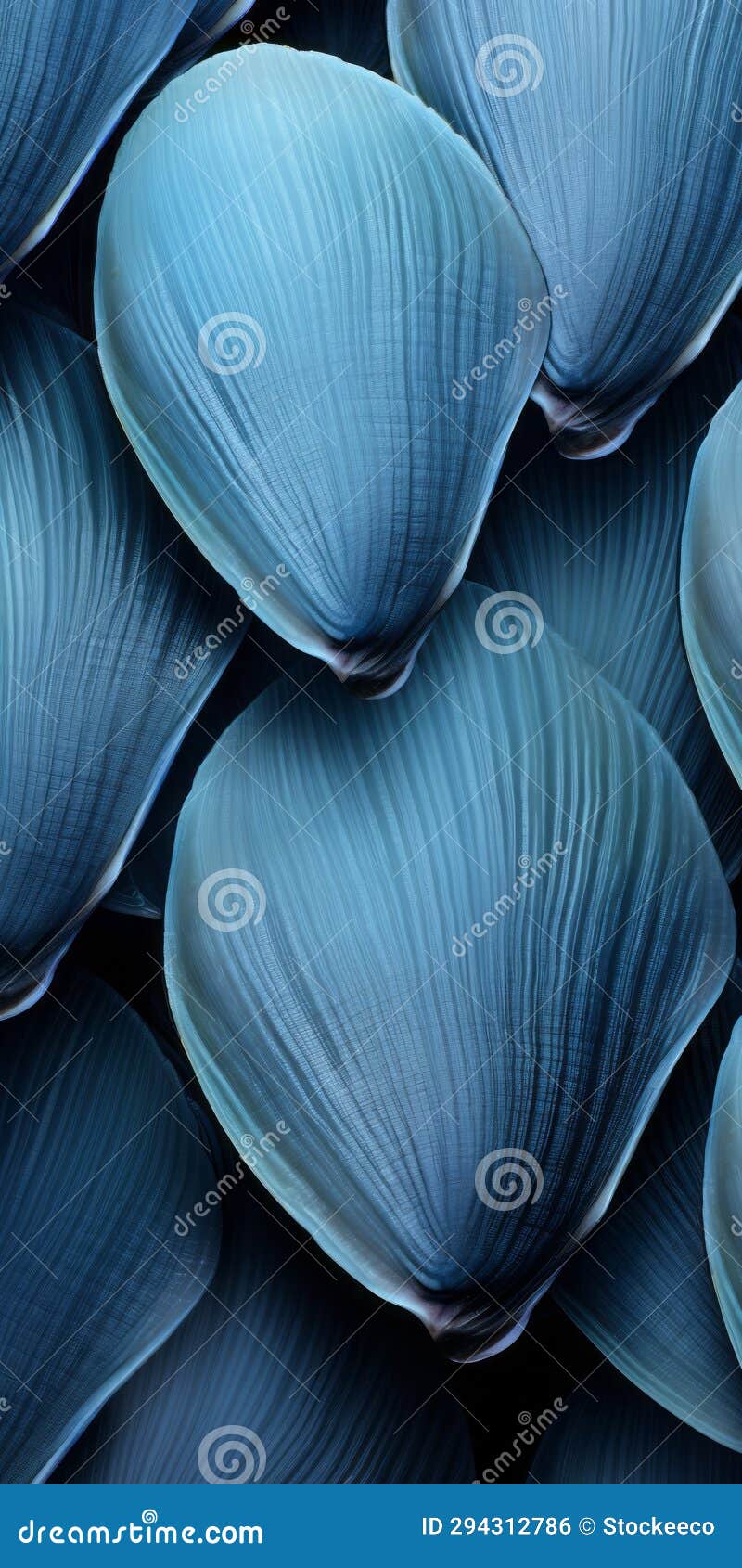 Hyperrealistic Blue Shells Detailed Botanical Abstractions Stock ...