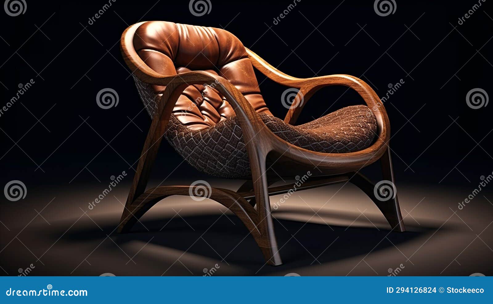Exotic Atmosphere Leather and Wood Chair with Zbrush Style Stock ...