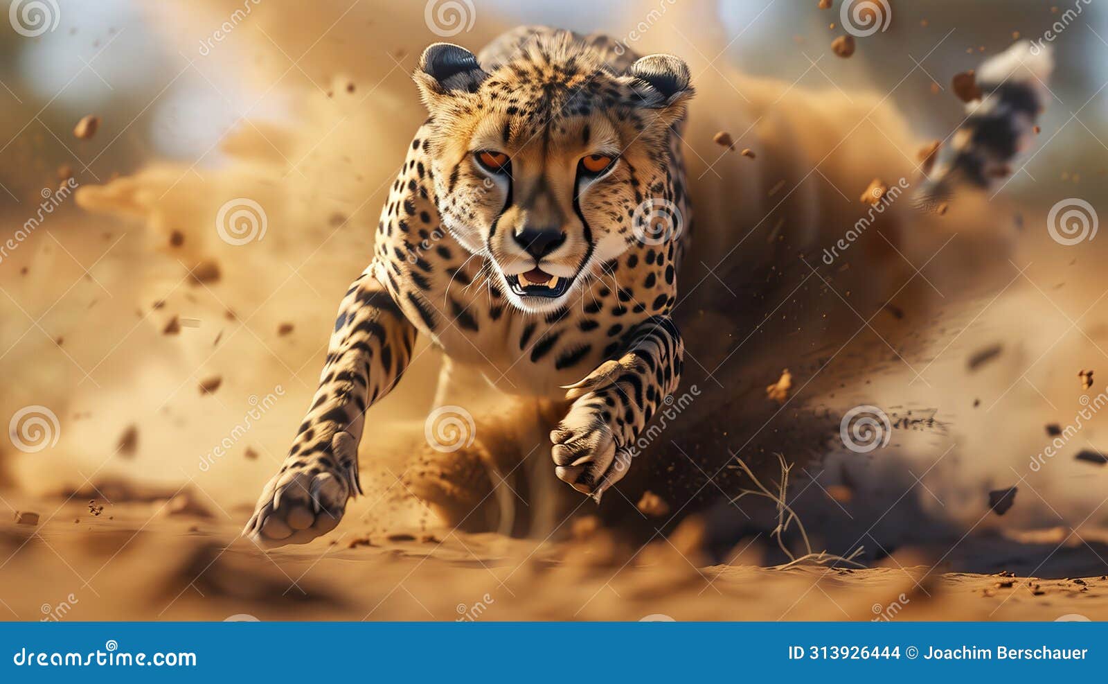 Hyperrealistic Cheetah Sprinting in Savanna with Defined Muscles and ...