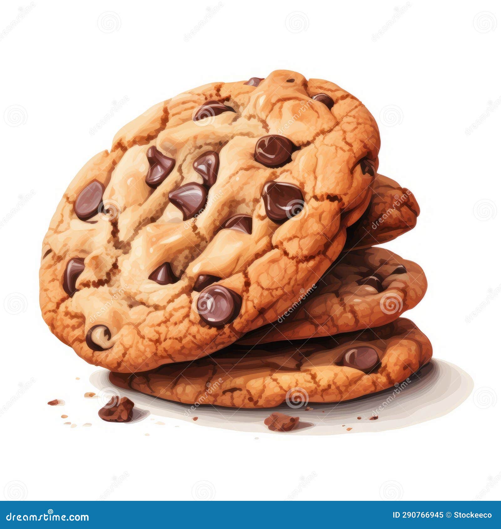 Hyperrealistic Chocolate Chip Cookie Vector Illustration Stock Illustration - Illustration of ...