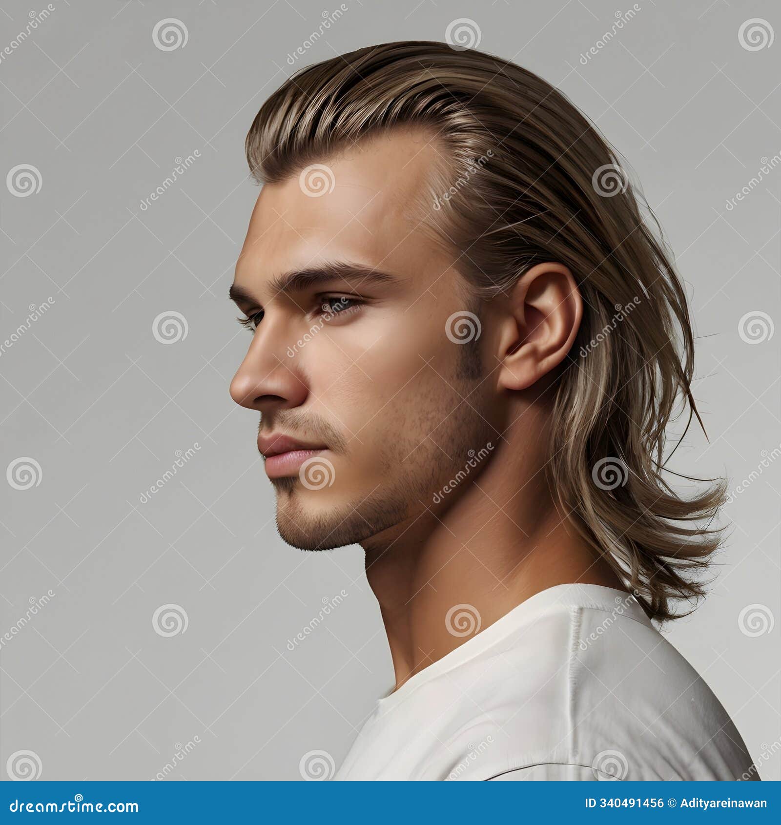 Mullet Haircut Close-Up: Hyperrealistic Modern Profile with Unique ...