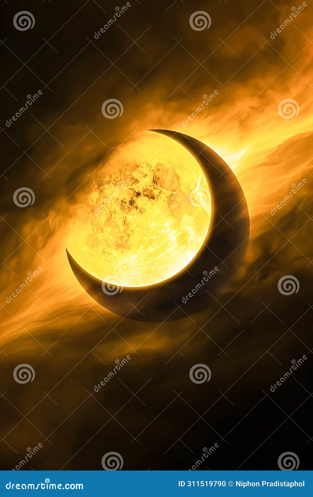 A Hyperrealistic Close-up of a Solar Eclipse Stock Illustration ...