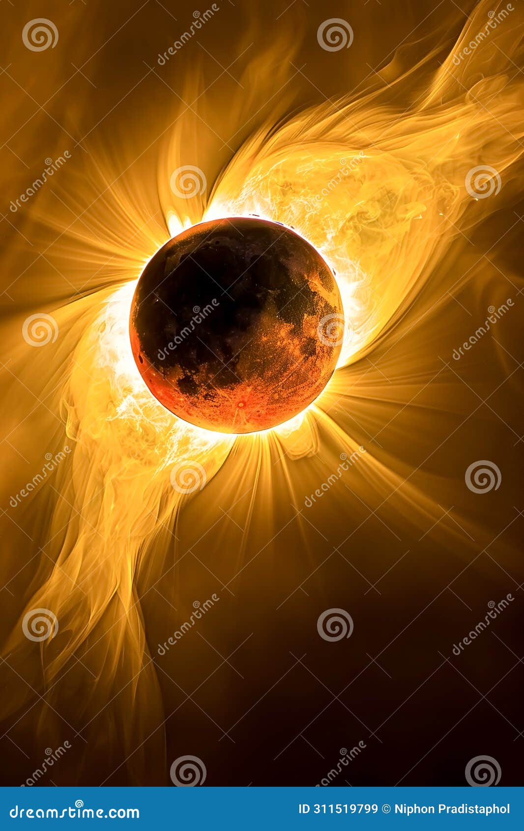 A Hyperrealistic Close-up of a Solar Eclipse Stock Illustration ...