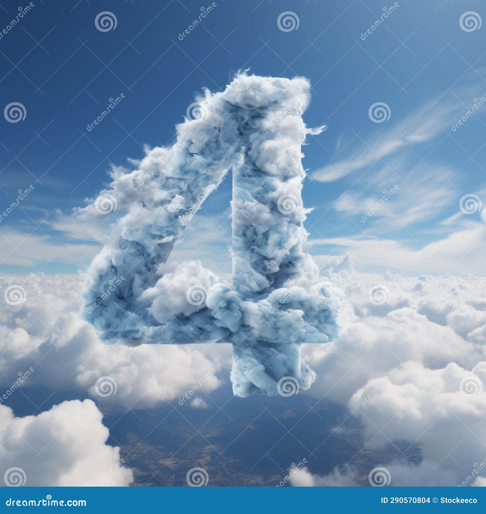 Hyperrealistic Composition: Number Three In Clouds Royalty-Free Stock ...