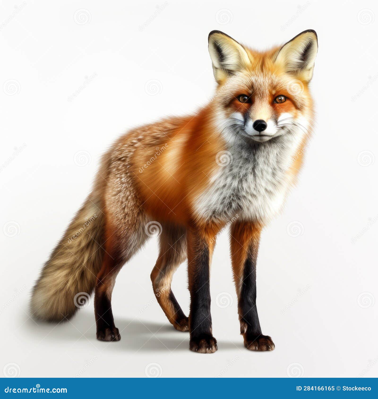 Hyperrealistic Colorized Illustration of a Red Fox on White Background ...