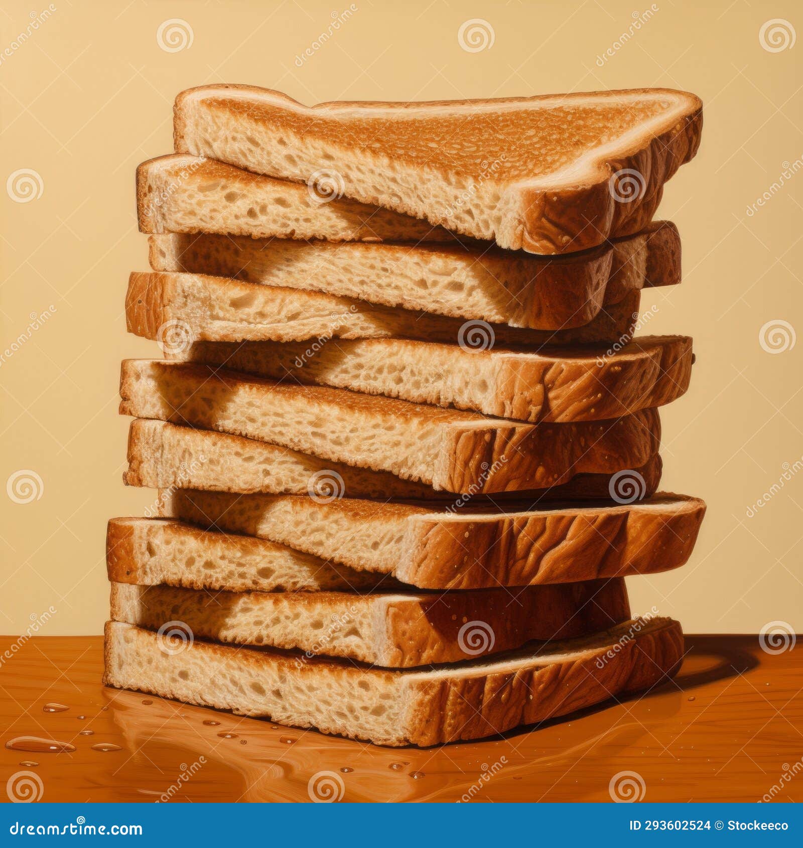 Artistic Toast Stack on Brown Background Stock Illustration ...
