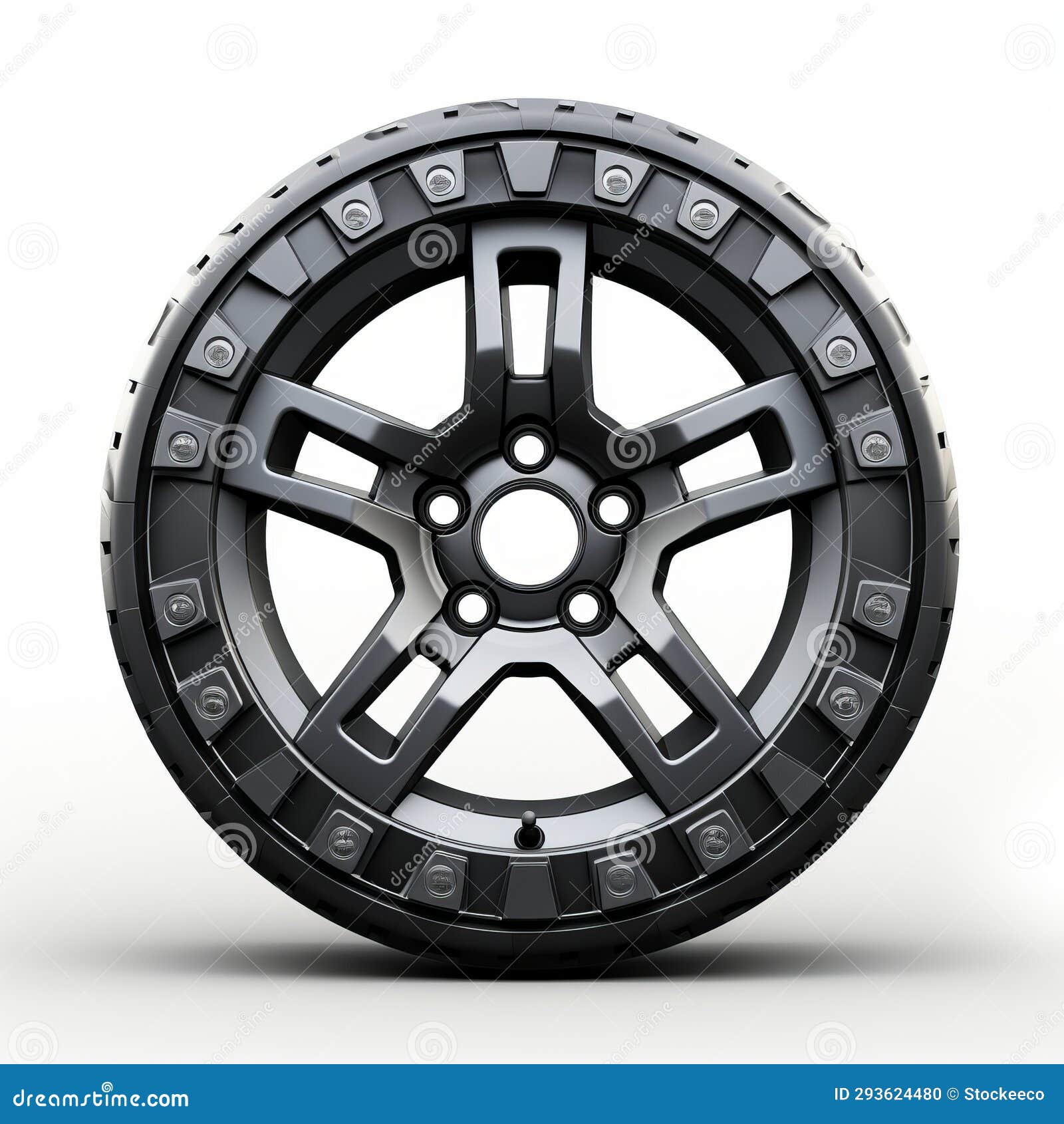 Highly Detailed Realism: Black Off Road Wheel Design on White ...
