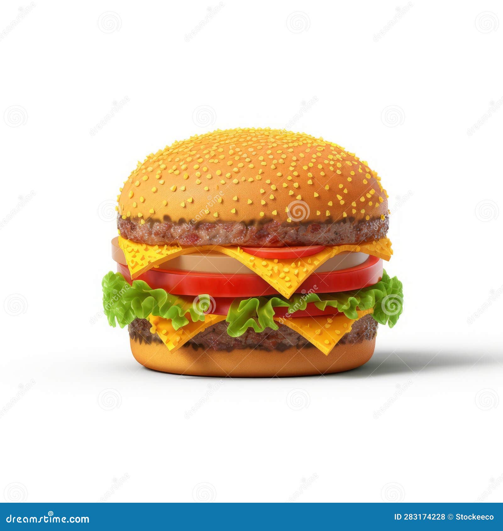Hyperrealistic 3d Cheeseburger Model on White Background Stock ...