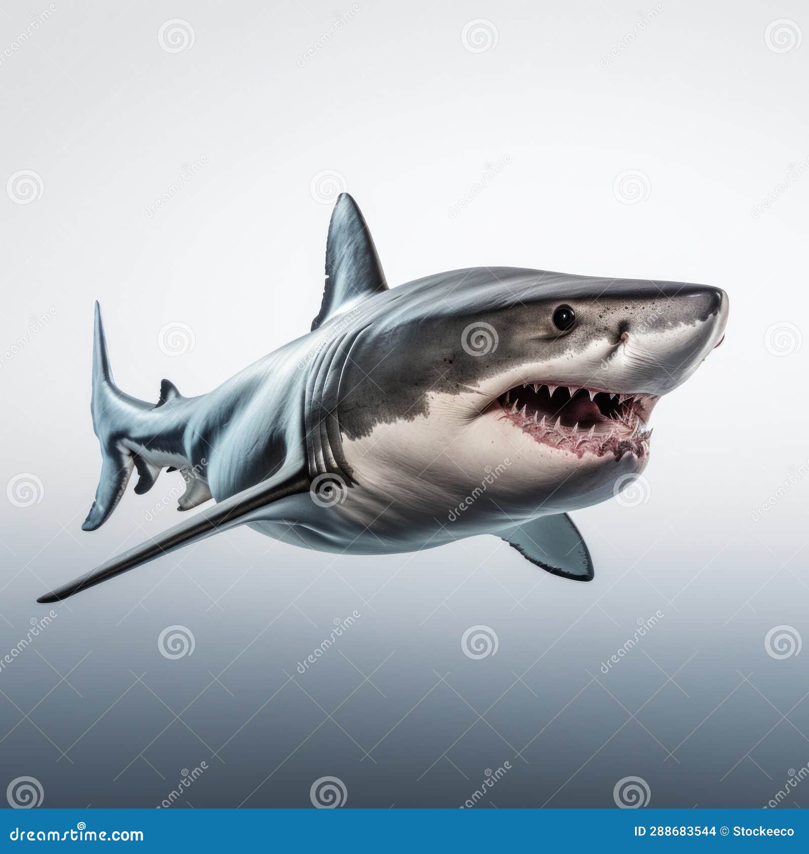 Hyperrealistic 3d Illustration of a Great White Shark in Studio Stock ...