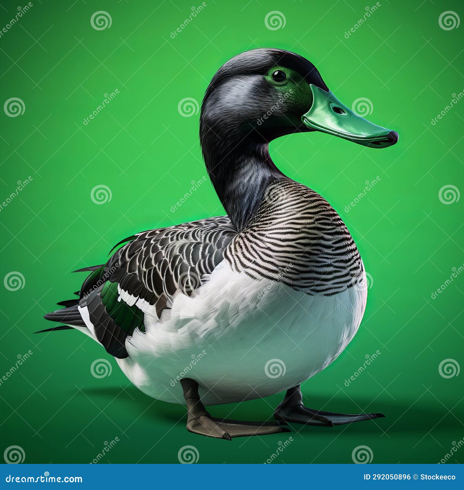 Hyperrealistic 3d Render of Muscular Black and White Duck Stock ...