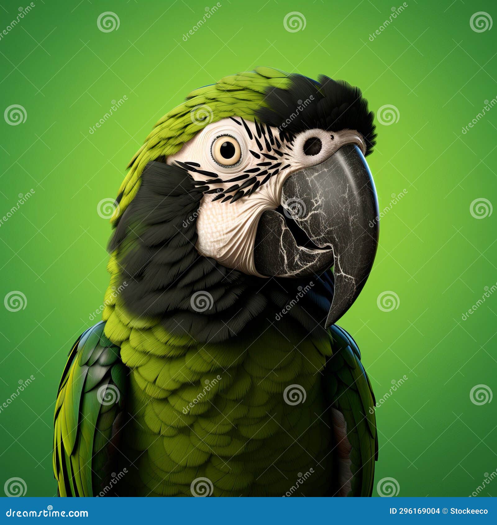 Hyperrealistic 3d Render of Muscular Black and White Parrot Stock ...