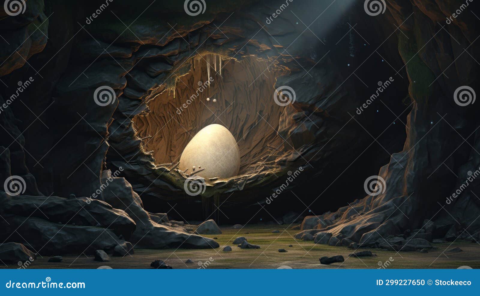 Hyperrealistic Fantasy: the Standing Egg in the Cave Stock Illustration - Illustration of ...