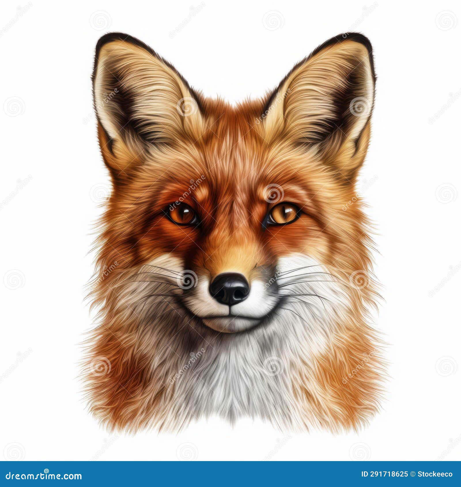 Hyperrealistic Fox Face Vector Illustration - Detailed Brushwork Stock ...