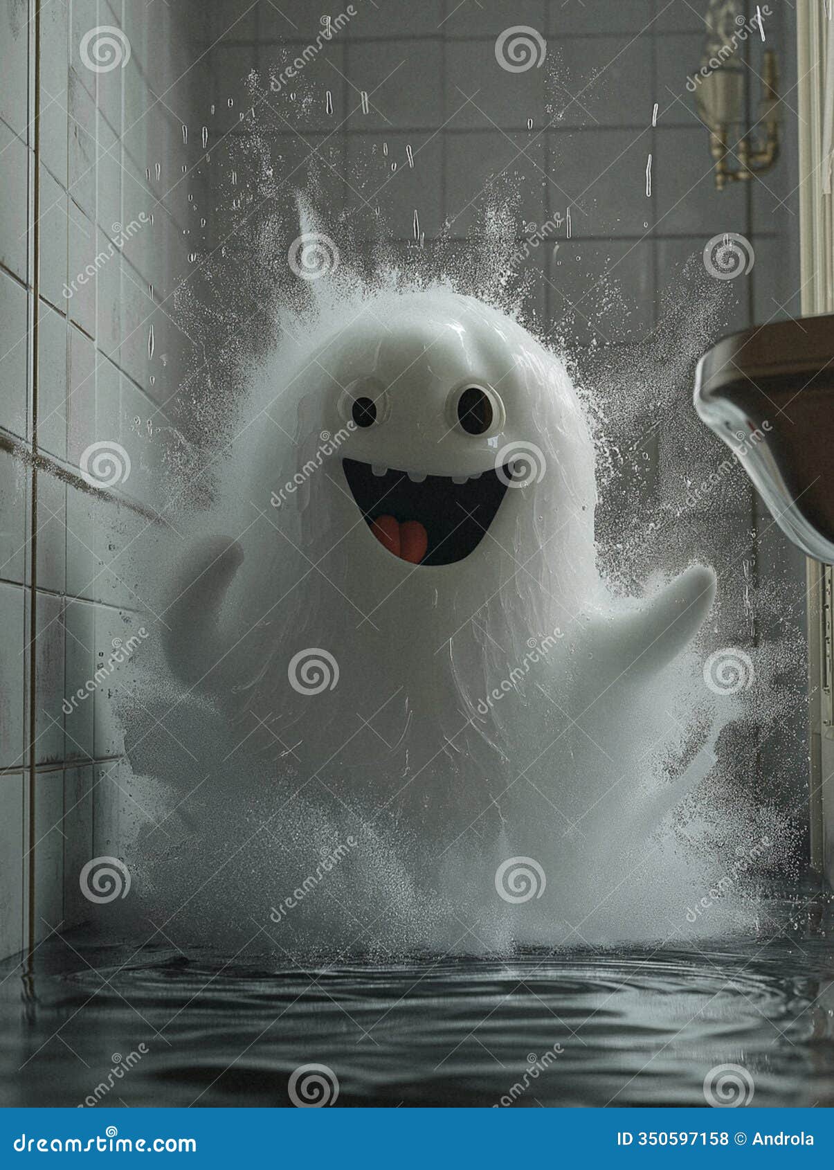 A Hyperrealistic and Humorous Depiction of a Ghost Performing Household ...