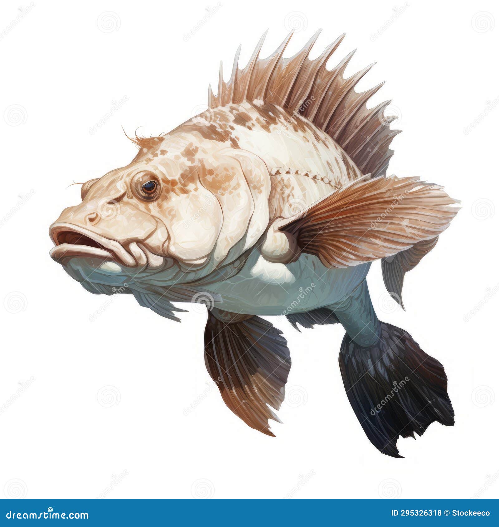 Hyperrealistic Illustration Of White And Brown Monkfish | CartoonDealer ...