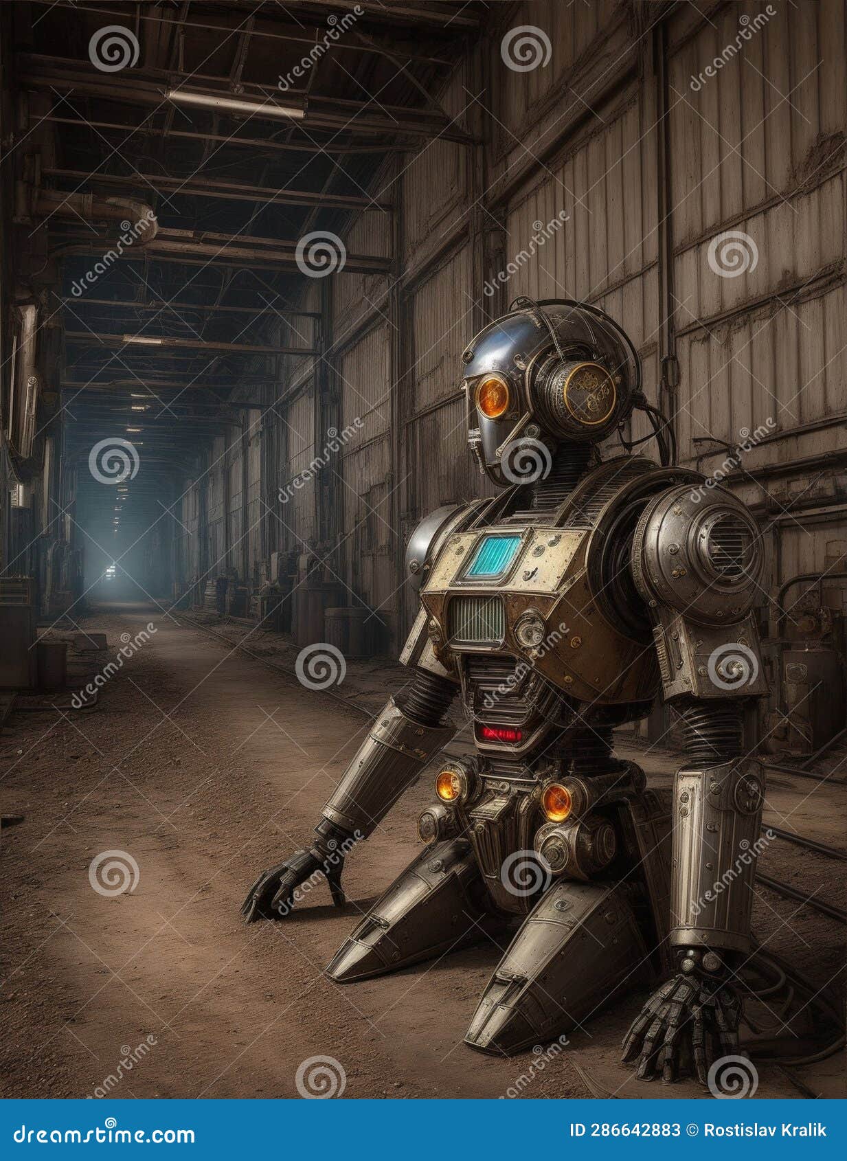 Mechtorian rusty retrobot stock illustration. Illustration of ...