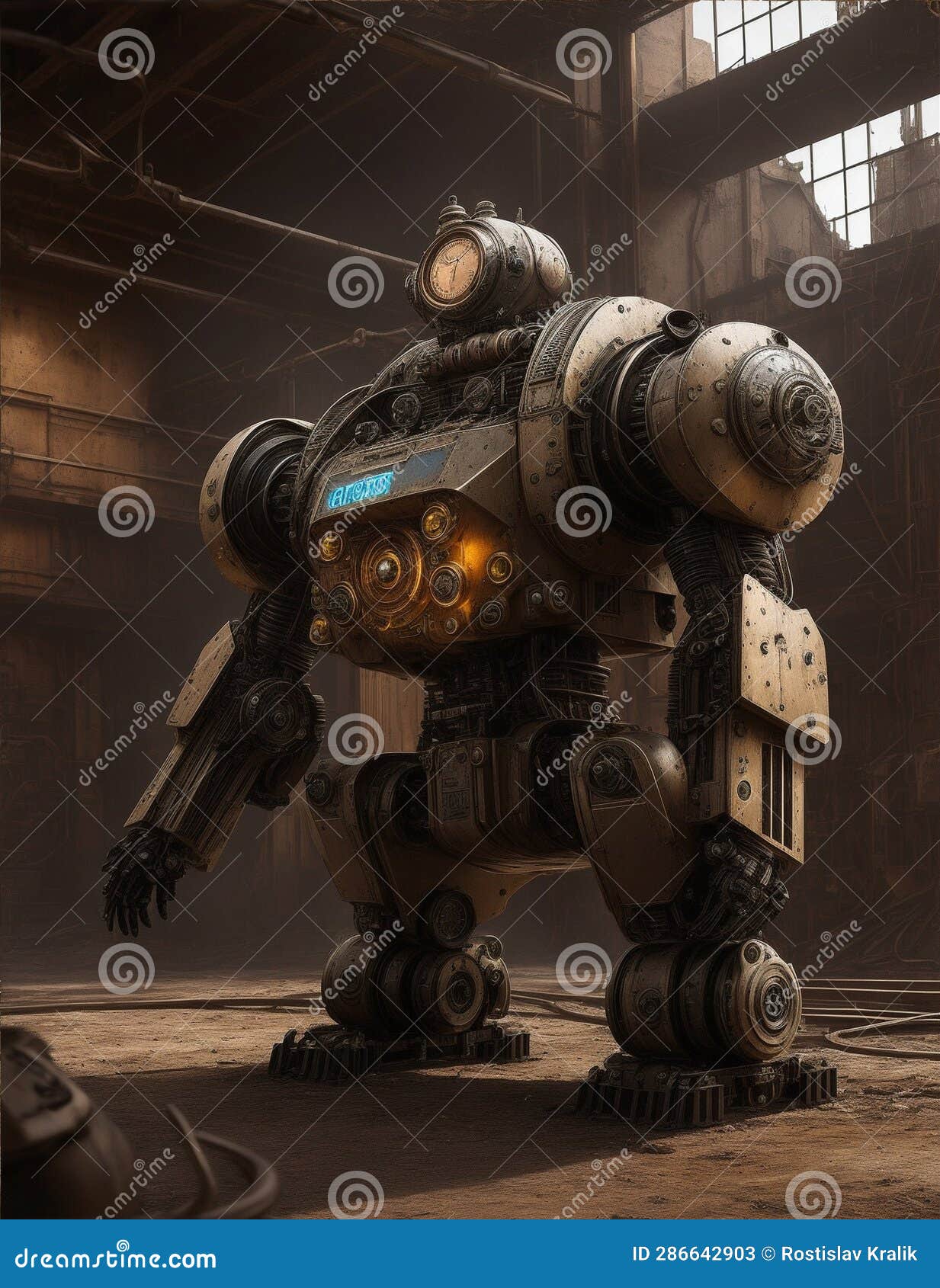 Mechtorian rusty retrobot stock illustration. Illustration of machine ...
