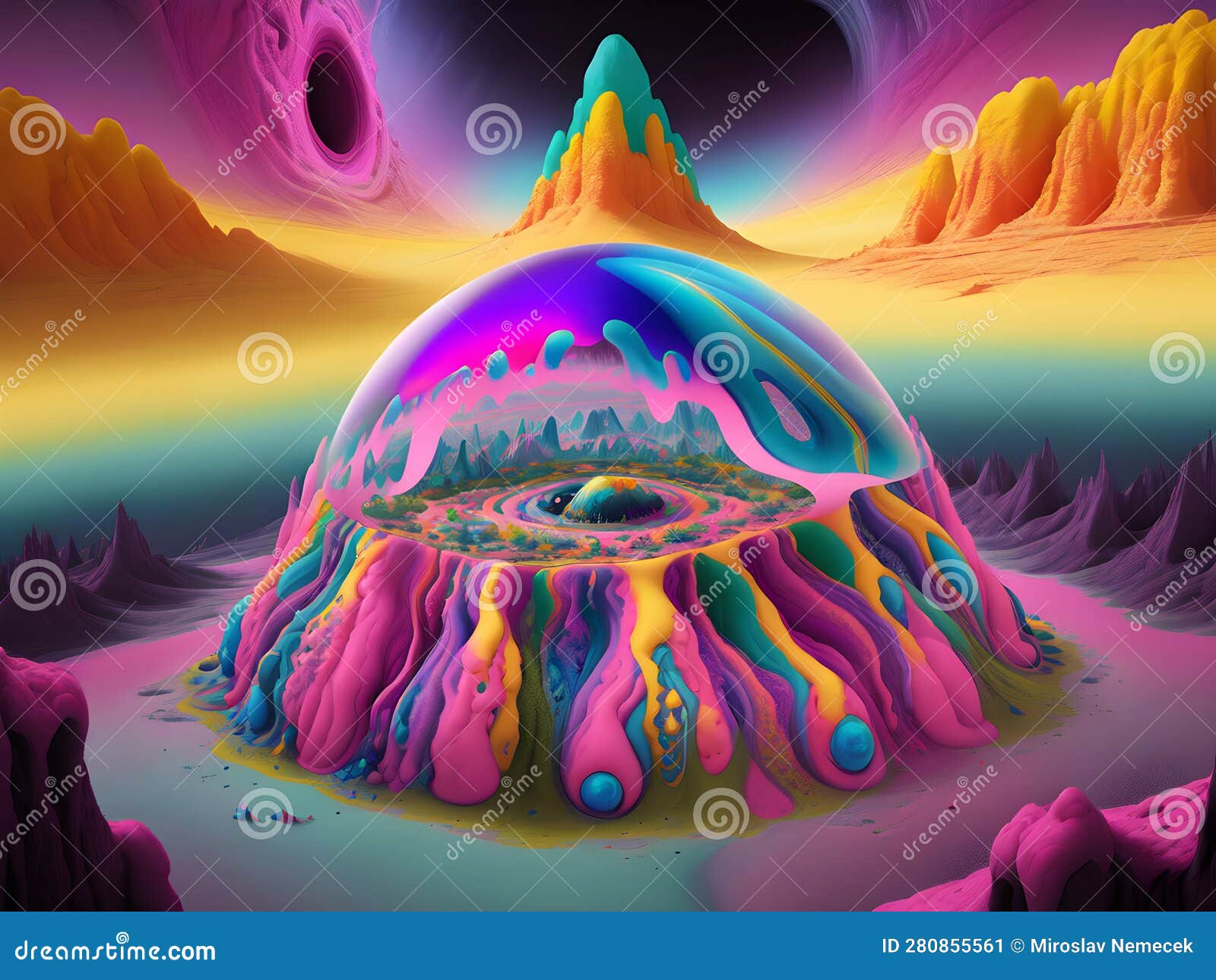 Hyperrealistic Landscape on Alien Planet, Generative AI Illustration ...