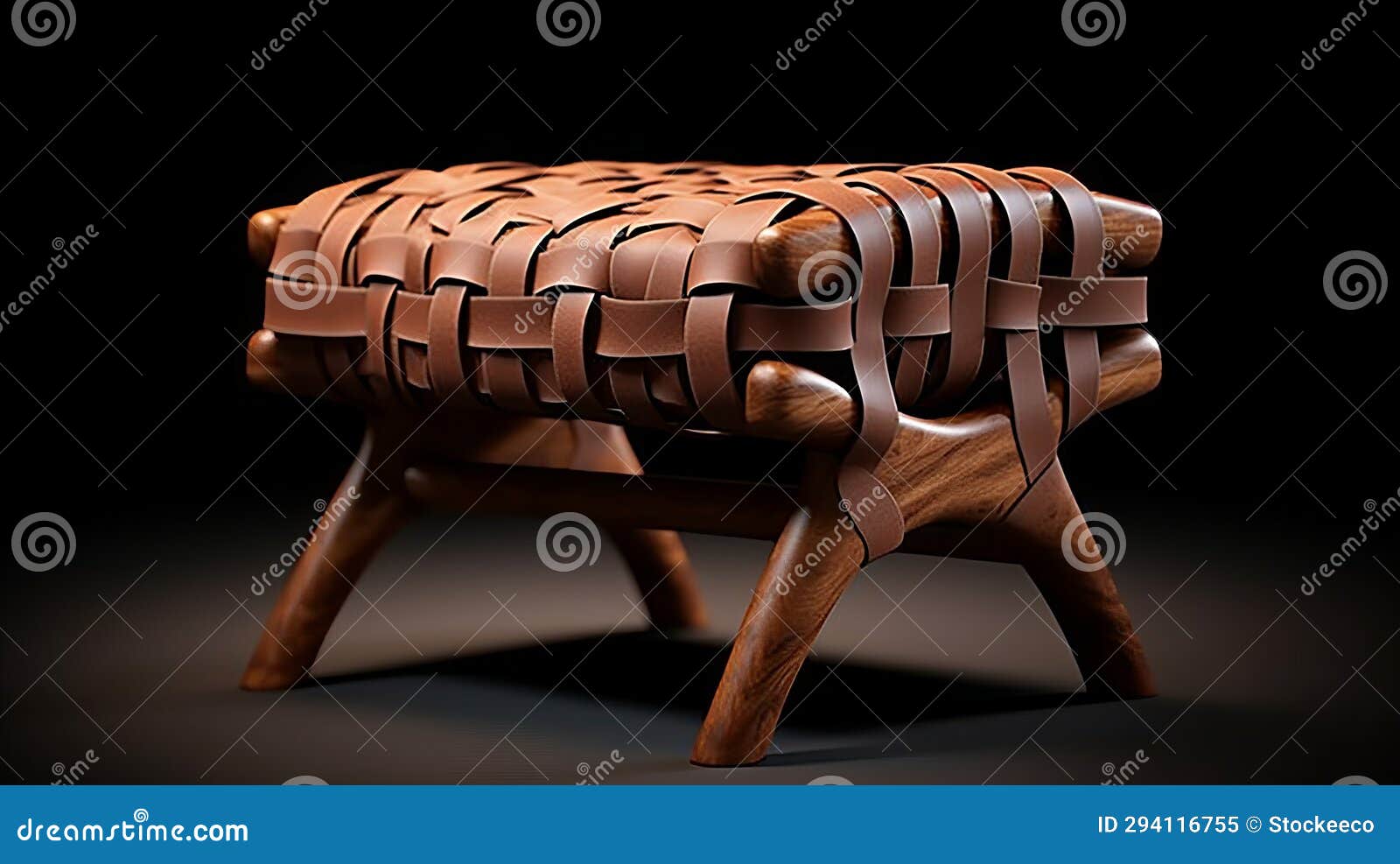 Artistic Woven Wood Stool with Daz3d Style and Precisionist Rendering ...