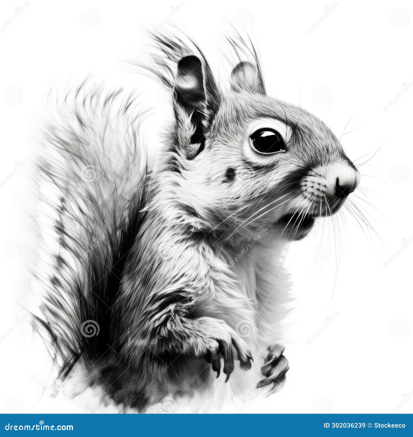 Hyperrealistic Pencil Sketch of a Squirrel in Digital Painting Style ...