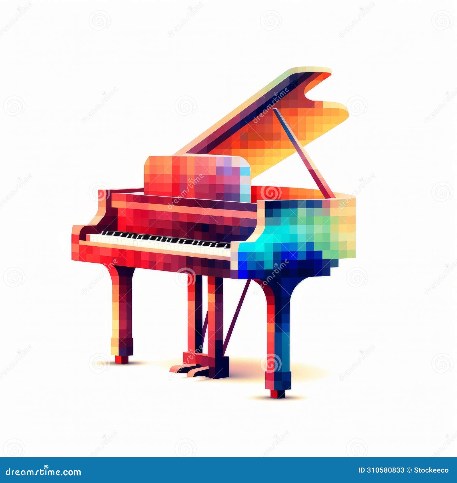Hyperrealistic Pixel Piano Illustration with Lomography Effect Stock ...