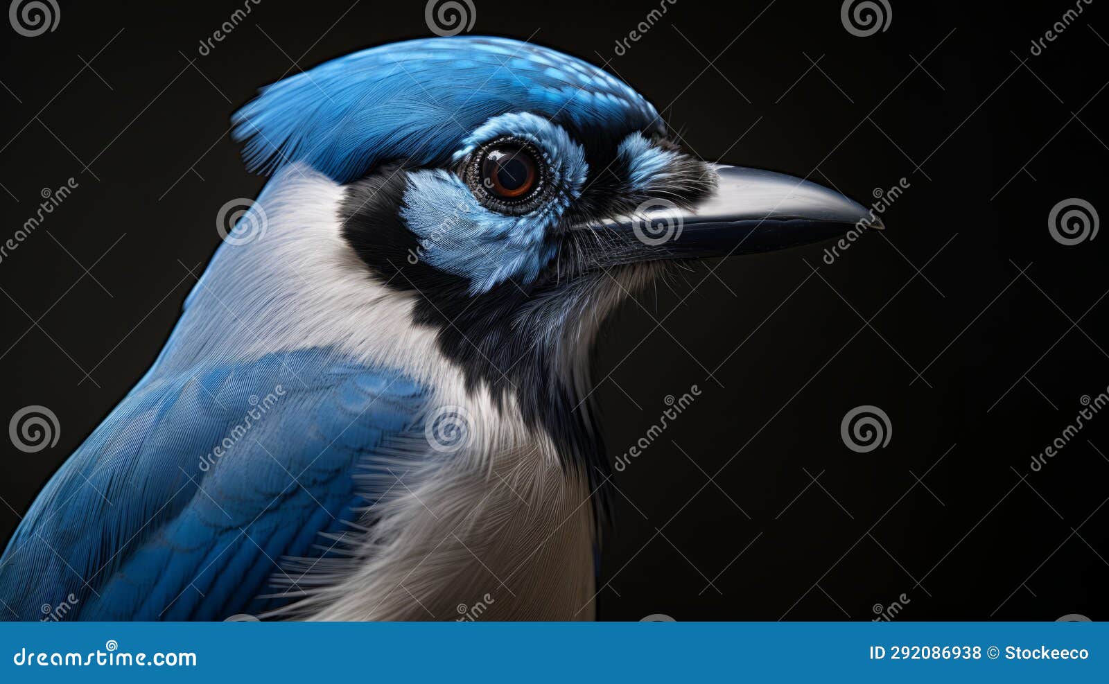 Photorealistic Blue Jay with Perfectly Round Eyes Stock Illustration ...