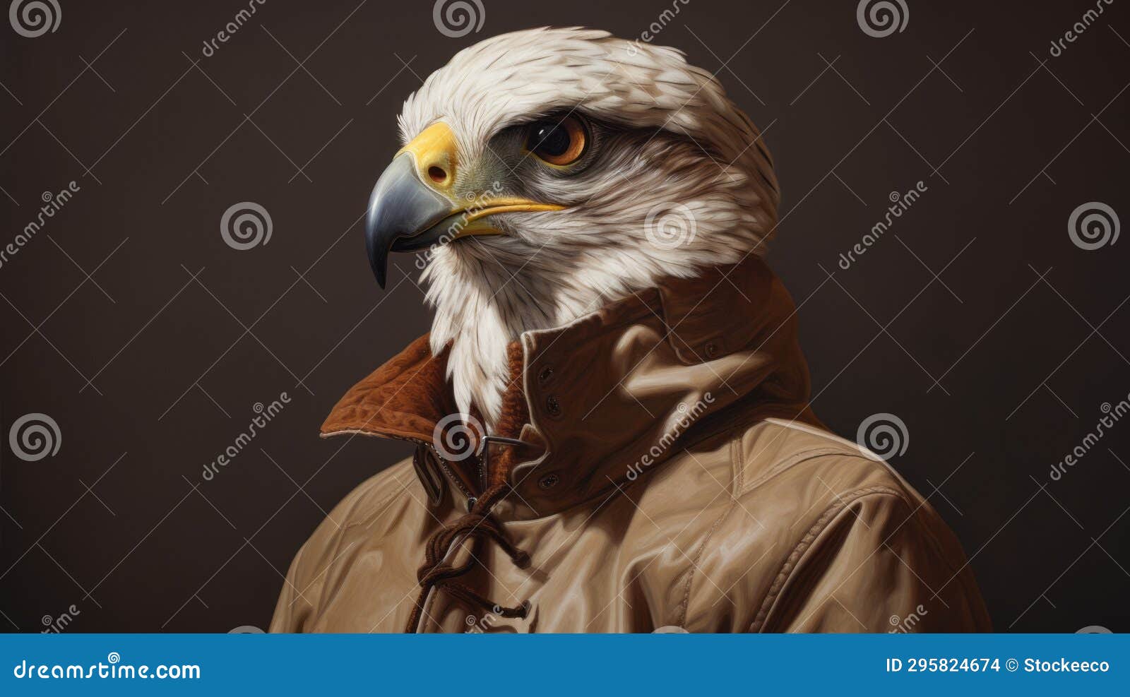 Hyperrealistic Portrait of an Eagle in Jacket: Detailed Character ...