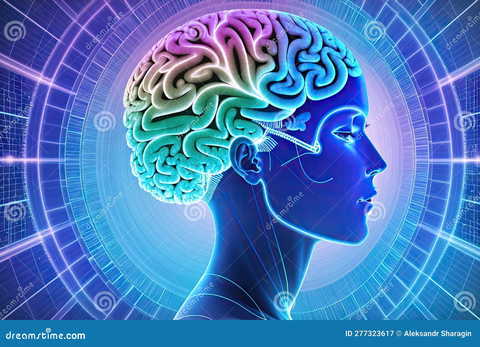 Hyperrealistic X-ray Image of a Human Head with the Brain Highlighted ...