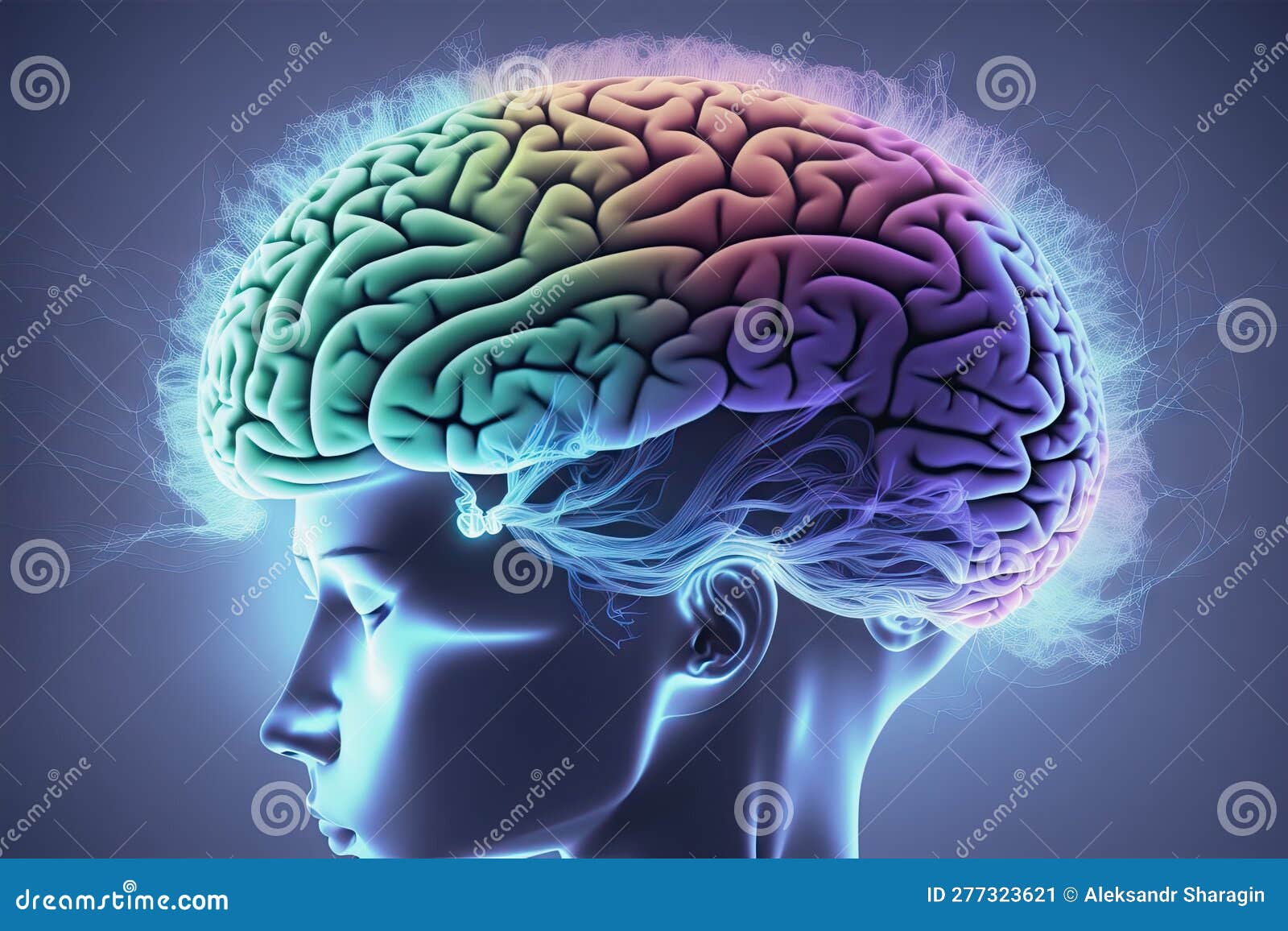 Hyperrealistic X-ray Image of a Human Head with the Brain Highlighted ...