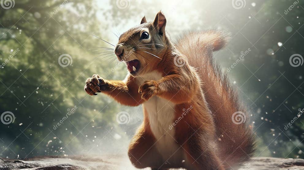 Hyperrealistic Rendering of a Dynamic Squirrel Fighting with Leaves ...