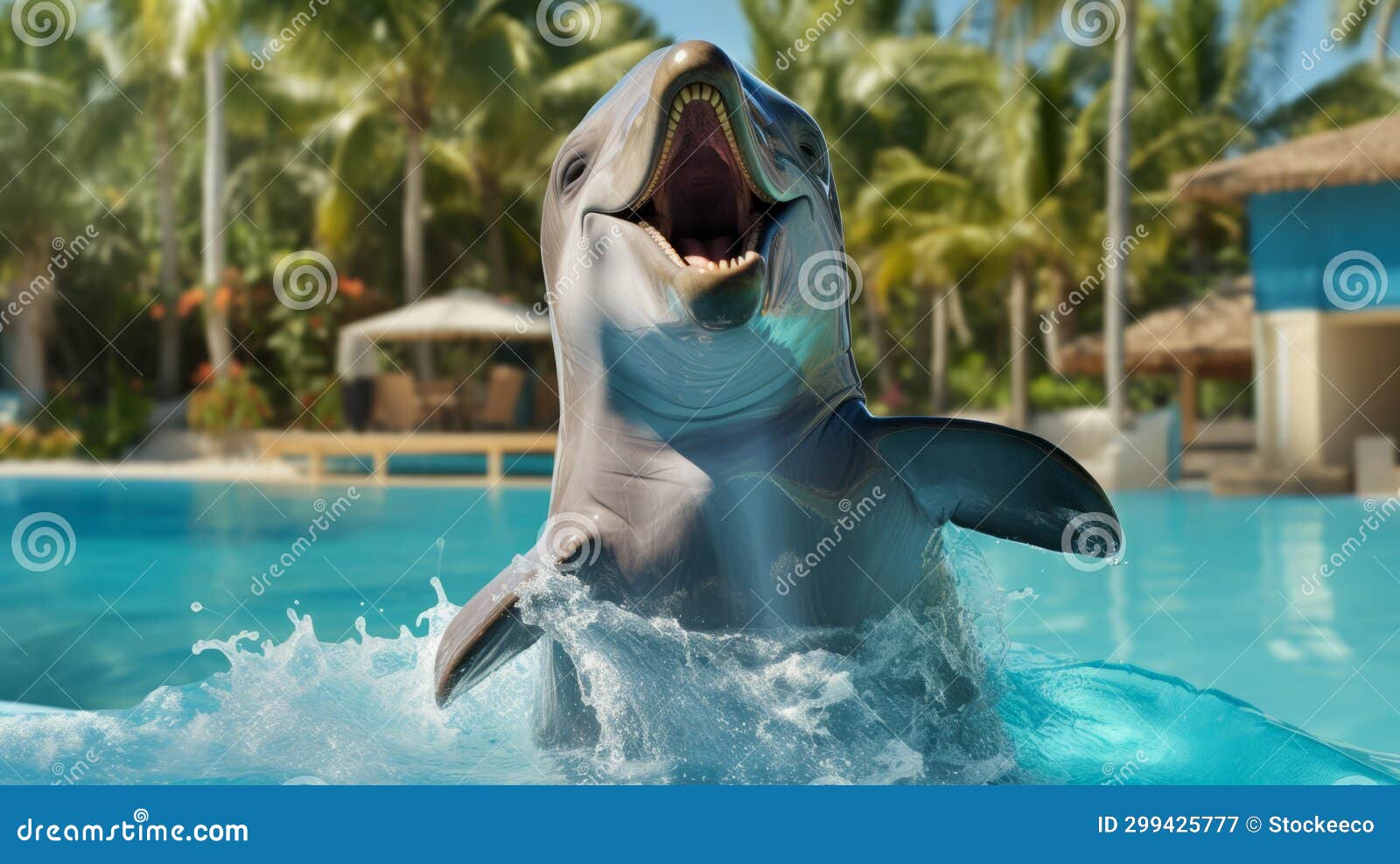 Hyperrealistic Rendering of a Jumping Dolphin in a Pool Stock ...