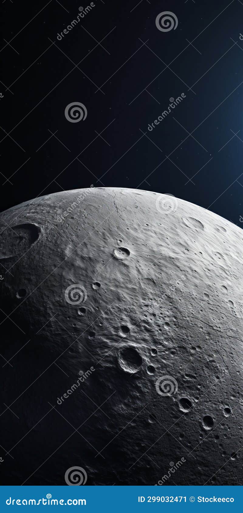 Hyperrealistic Rendering of Lunar Surface with Blue Sky Stock ...