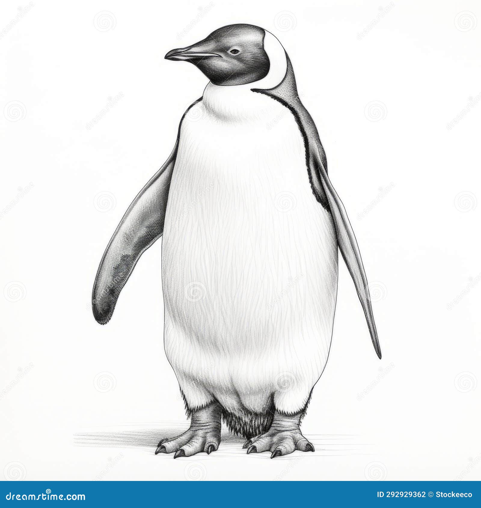 Hyperrealistic Rendering of a Penguin in Bold Defined Lines Stock ...